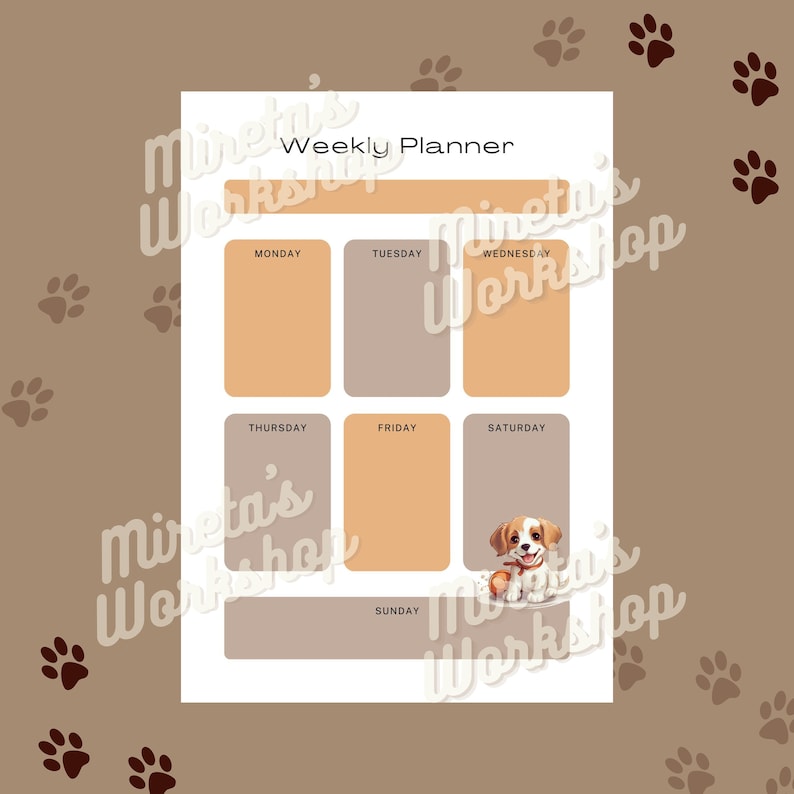 Digital Weekly Planner, Printable Weekly Planner, Little Dog Planner ...