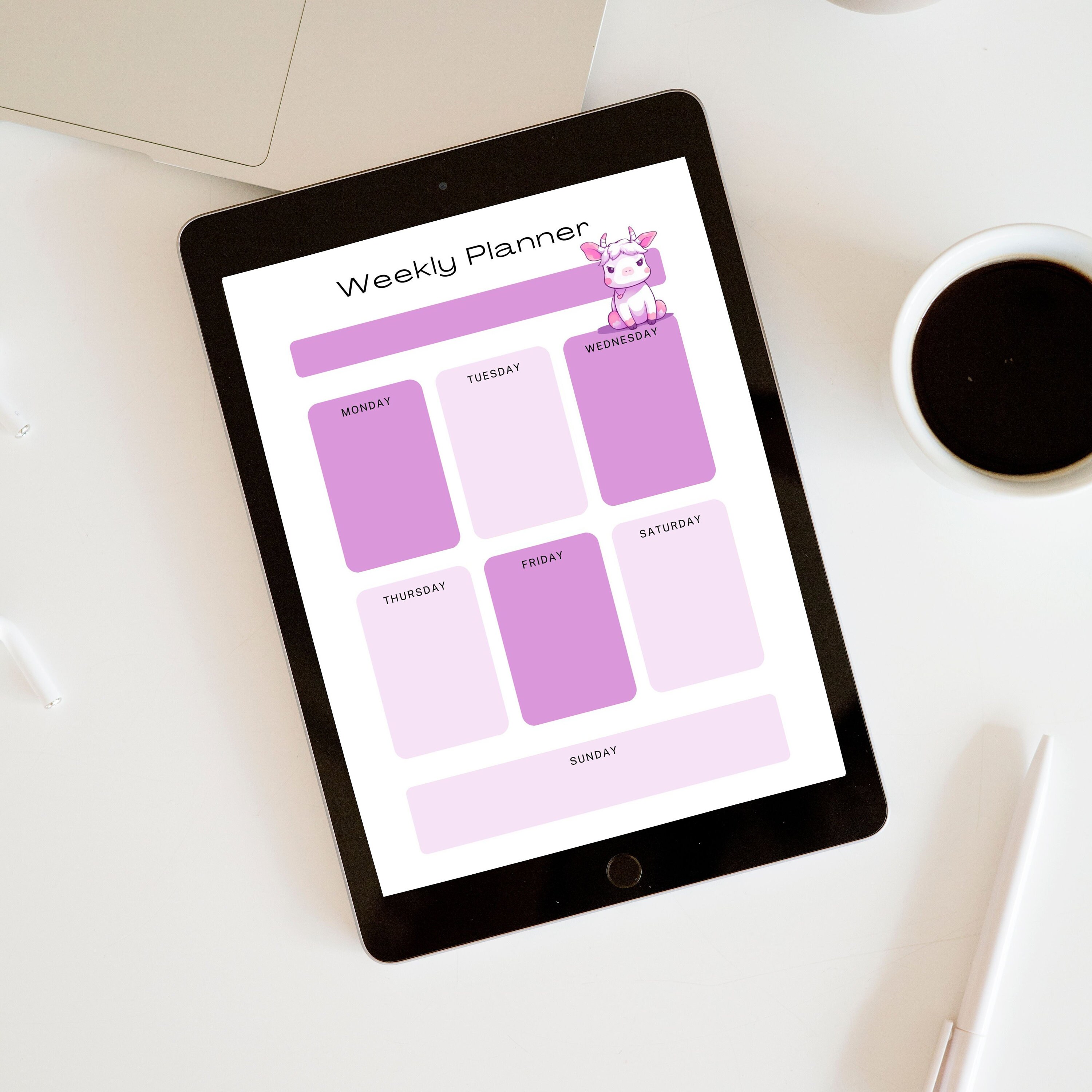 Digital Weekly Planner, Printable Weekly Planner, Little Cow Planner ...