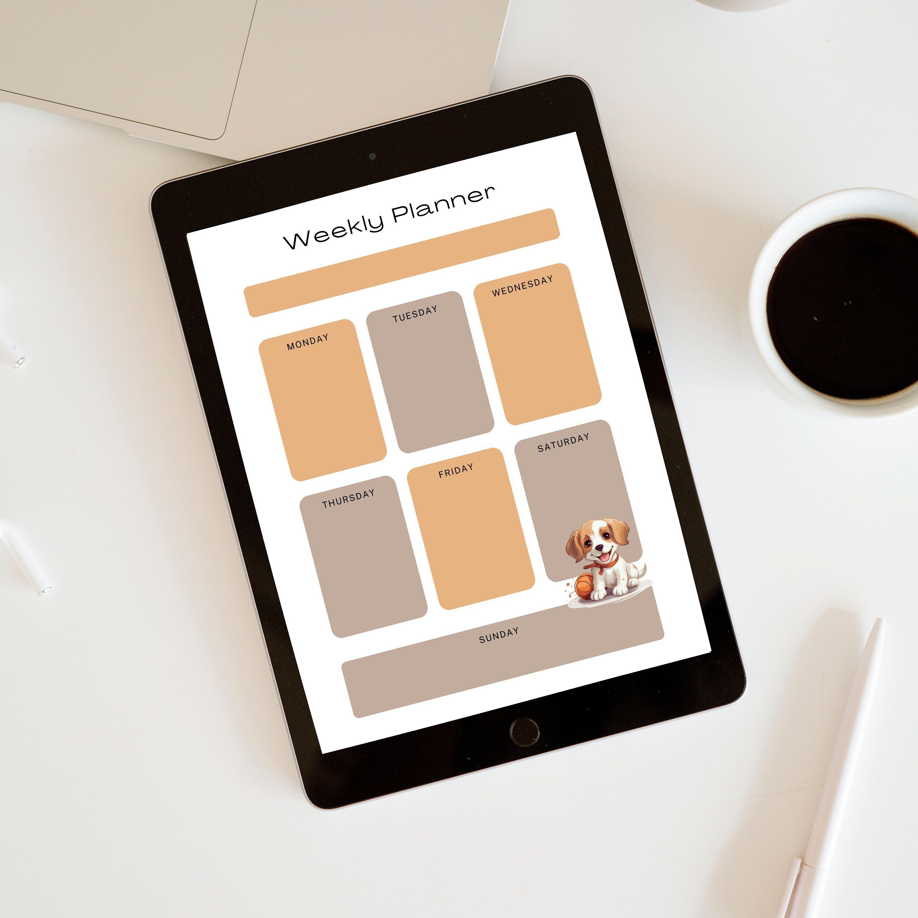 Digital Weekly Planner, Printable Weekly Planner, Little Dog Planner ...