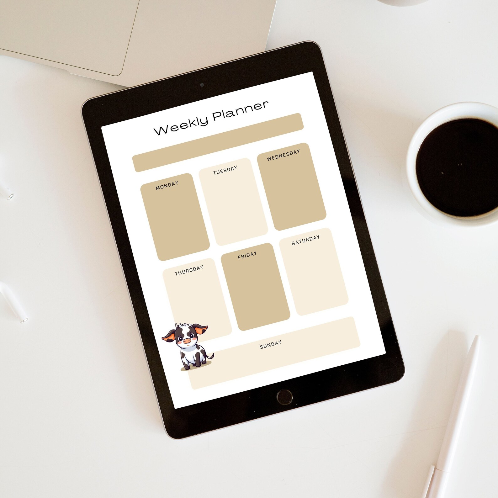 Digital Weekly Planner, Printable Weekly Planner, Little Cow Planner ...