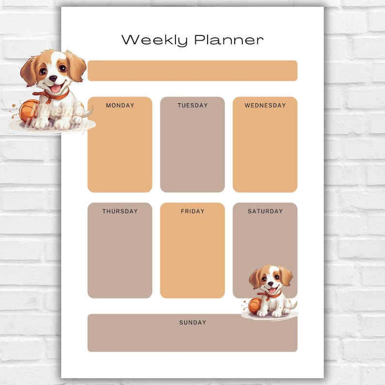 Digital Weekly Planner, Printable Weekly Planner, Little Dog Planner ...