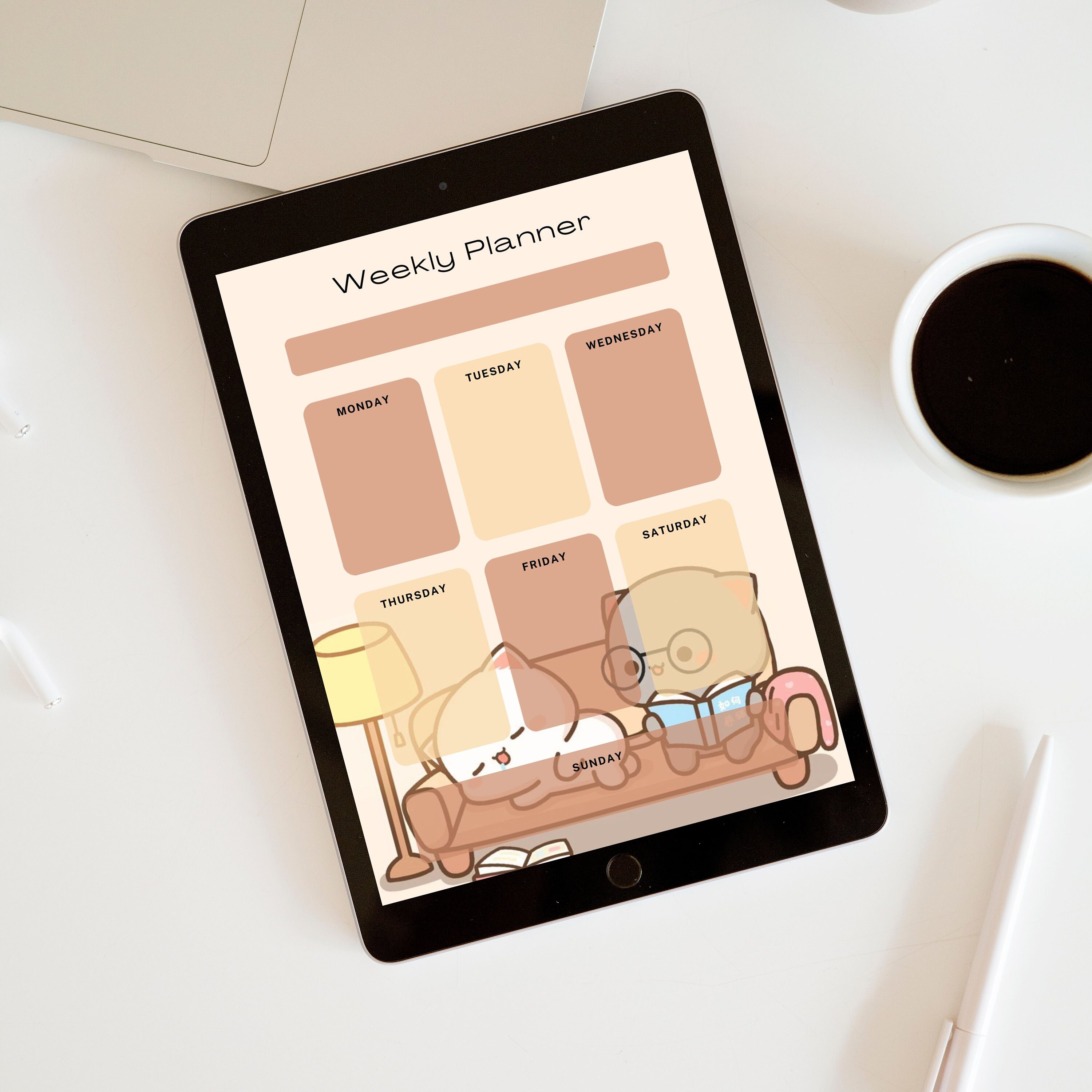 Peach and Goma Digital Weekly Planner, Printable Weekly Planner ...