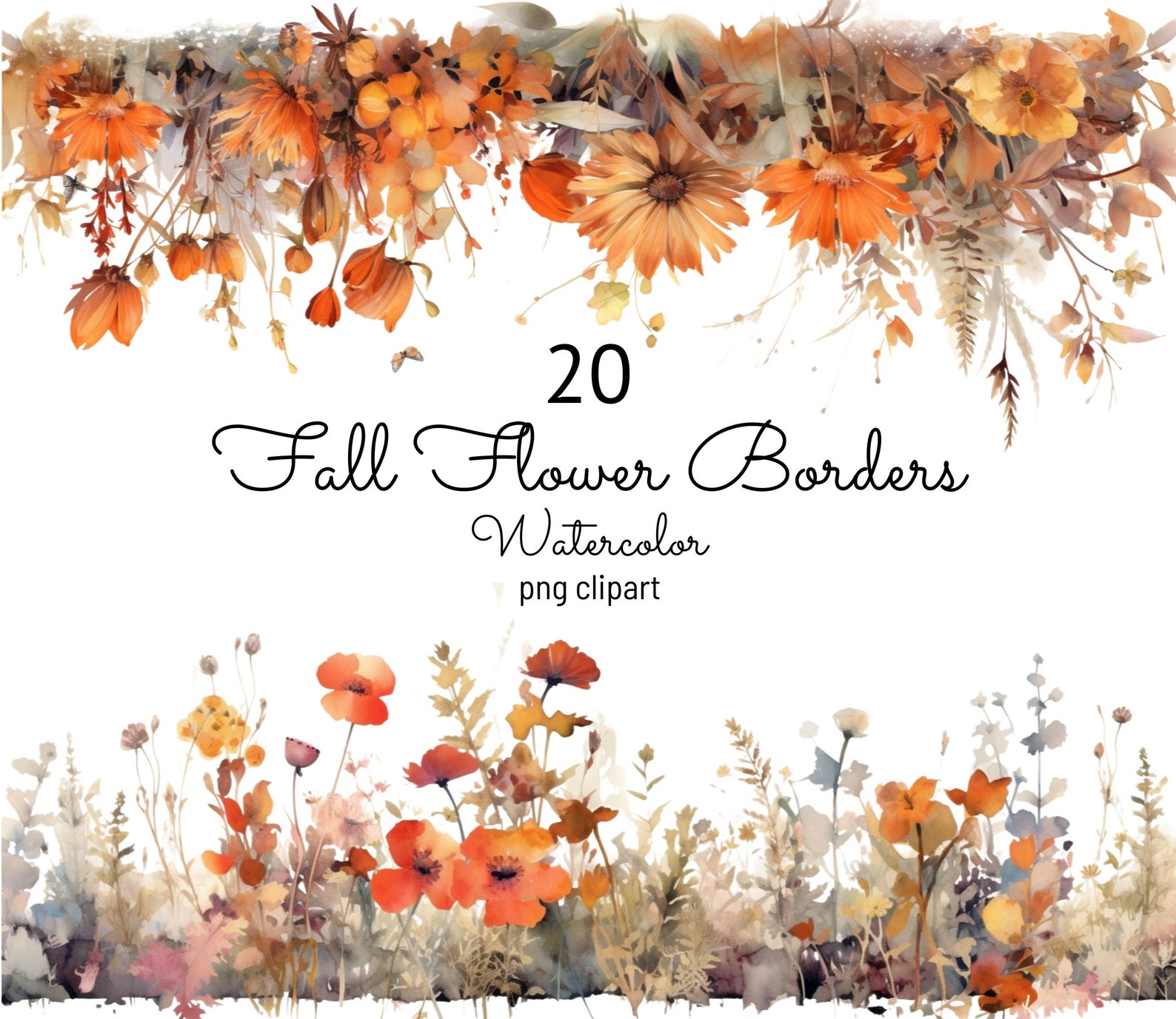 Fall Flower Border Clipart Watercolor Floral Borders Clip Art ...