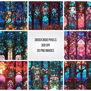 Stained Glass Digital Download Seamless Pattern Flower Stained Glass ...