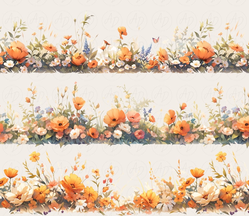 Fall Flower Border Clipart Autumn Floral Borders Clip Art - Etsy UK