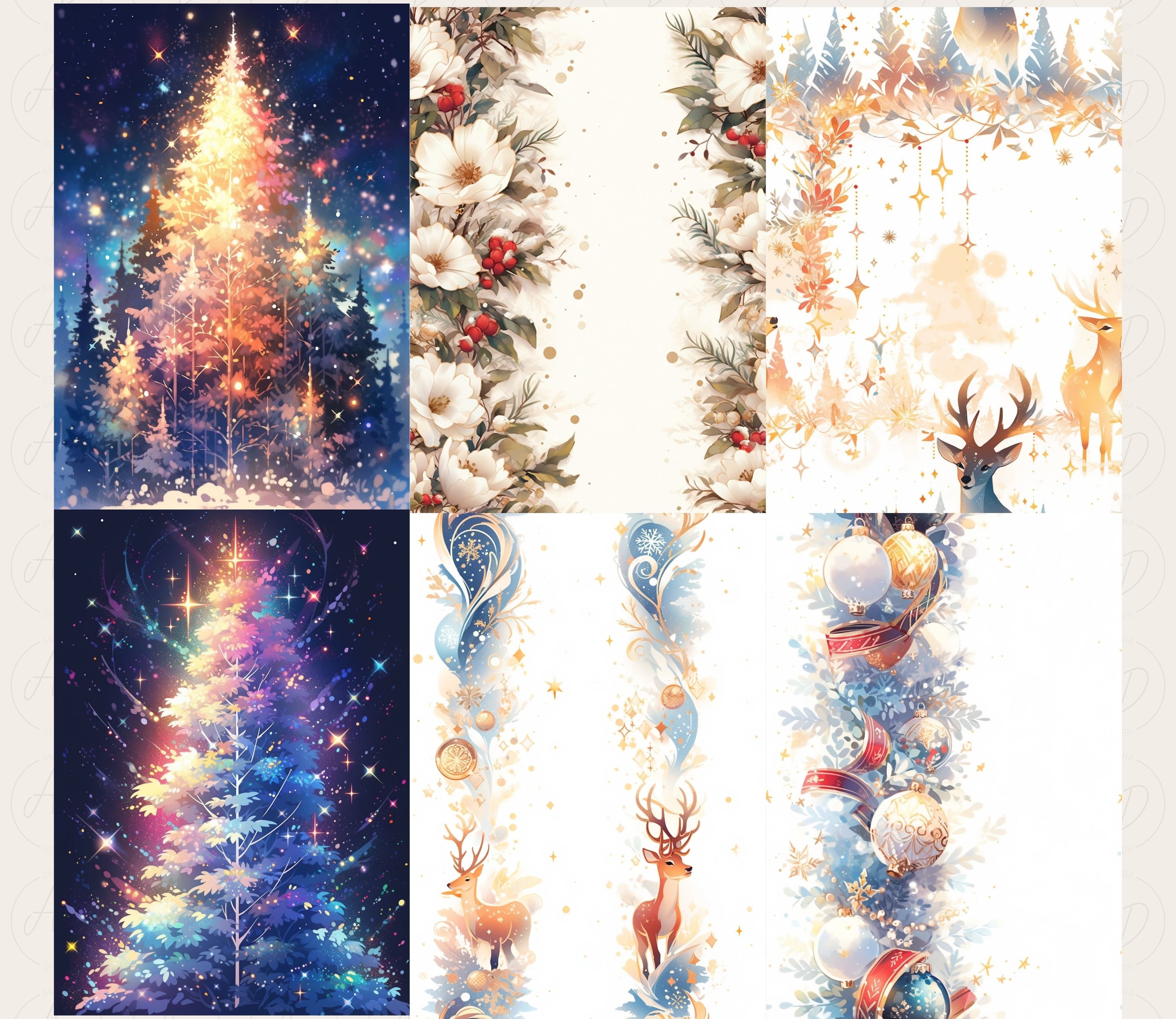 Christmas Graphics Bundle: Xmas Borders, Reindeer, Florals (digital ...