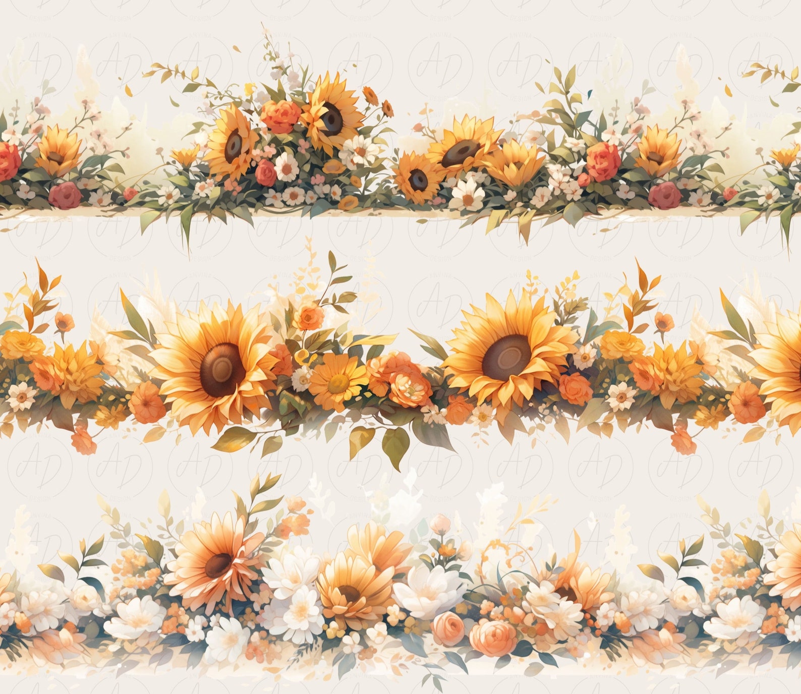 Fall Flower Border Clipart Autumn Floral Borders Clip Art - Etsy