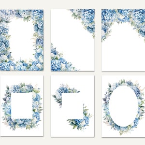 Blue Hydrangea Frame Clipart Printable Hydrangea Frame Floral Clipart Wedding Invitation Clip ...