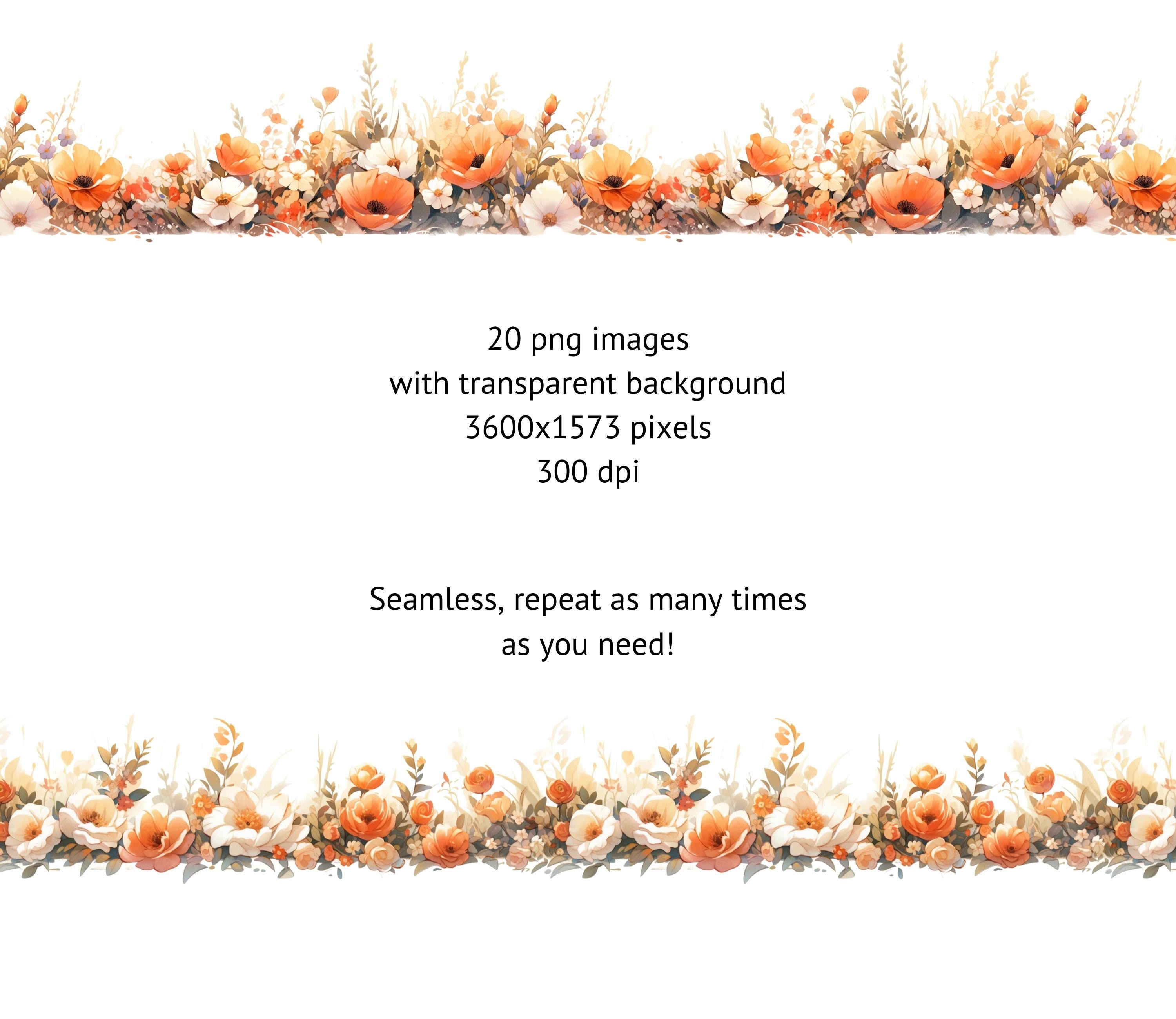 Fall Flower Border Clipart Autumn Floral Borders Clip Art Watercolor ...