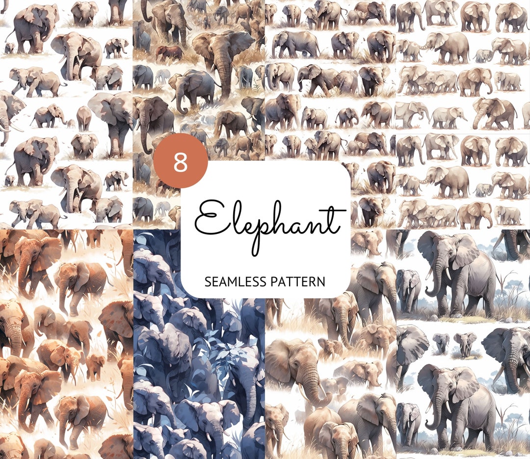 Elephant Seamless Pattern Elephant Digital Paper Scrapbooking Card ...