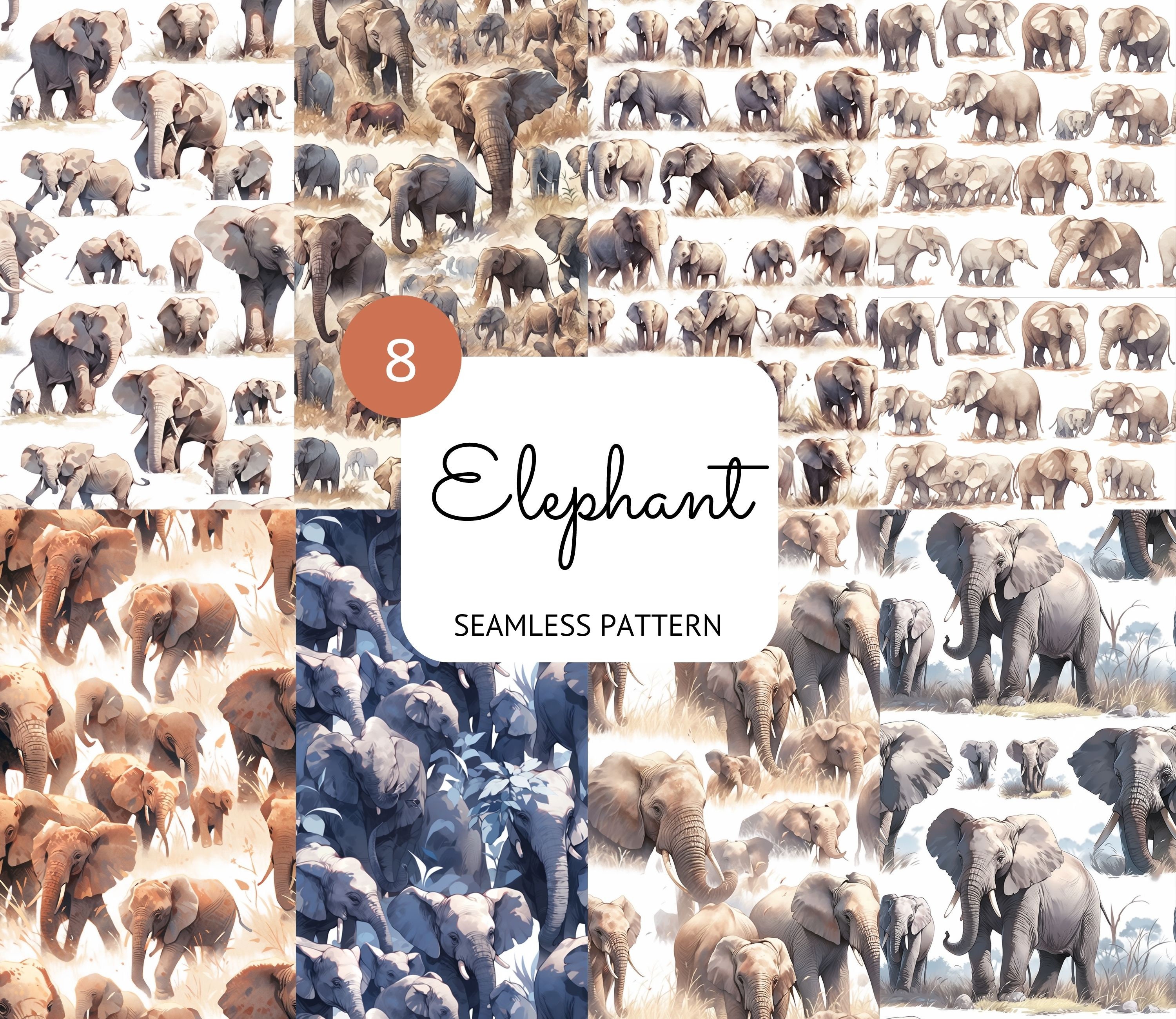 Elephant Seamless Pattern Elephant Digital Paper Scrapbooking Card ...