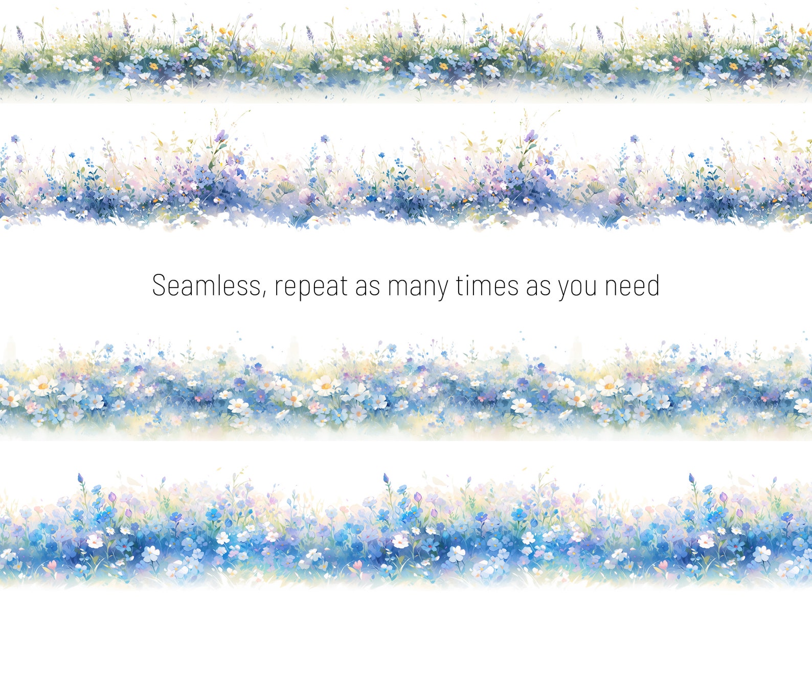 10 Flower Borders Clipart Wildflower Field Meadow Border Clip Art Blue ...