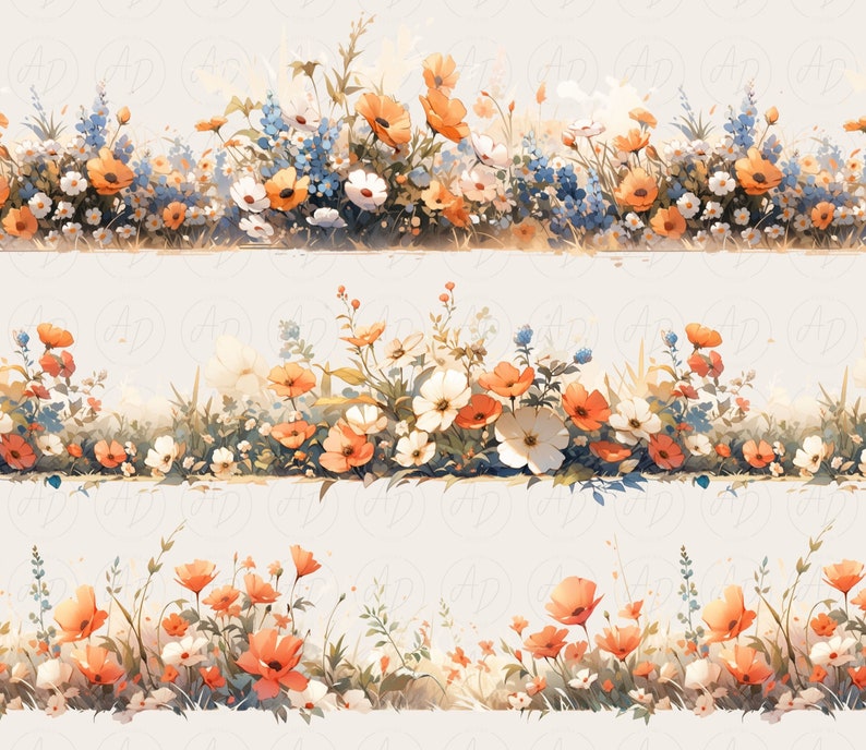 Fall Flower Border Clipart Autumn Floral Borders Clip Art - Etsy UK