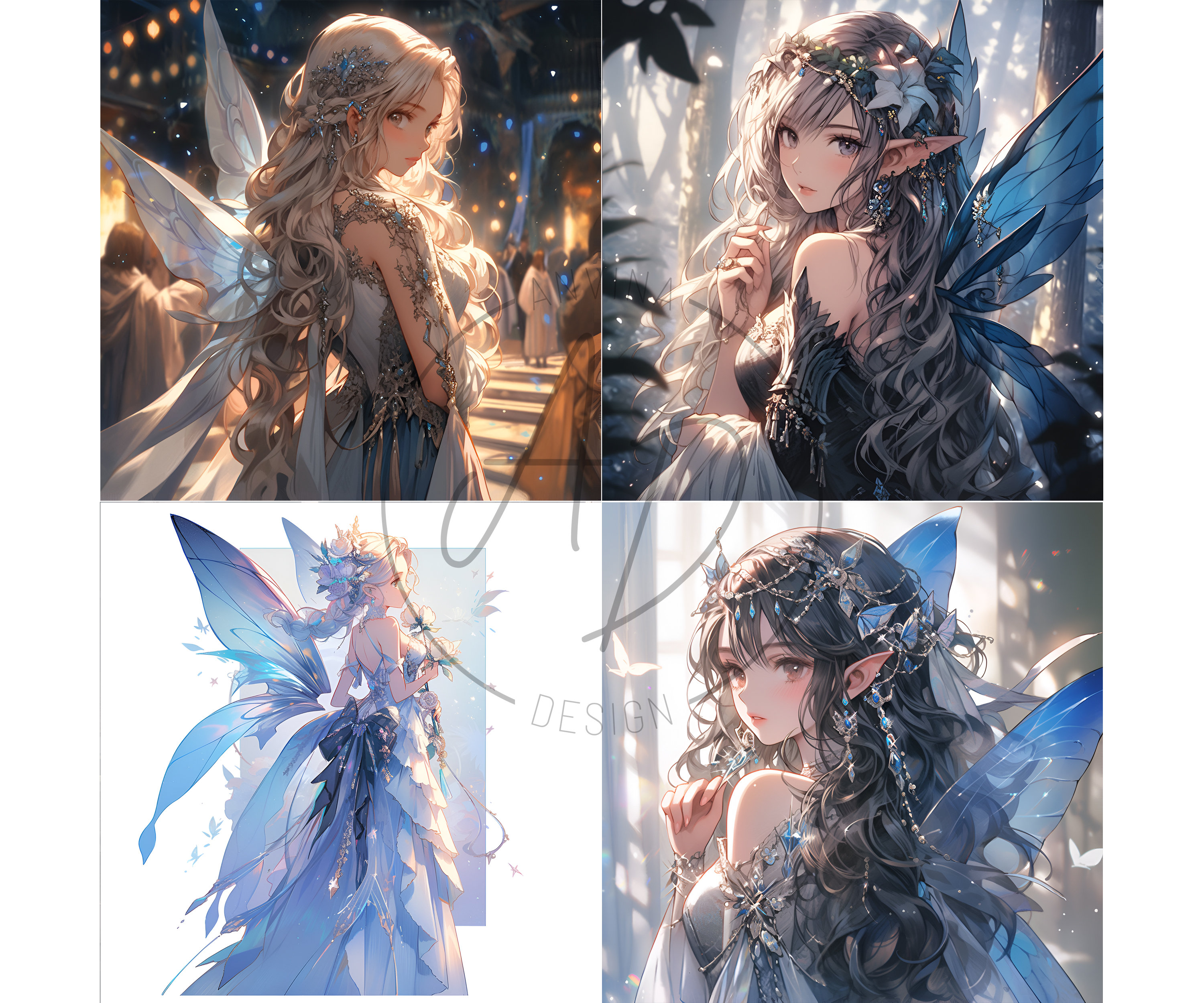 Anime Fairy Clipart: Fantasy Fae Art Prints (commercial Use) - Etsy