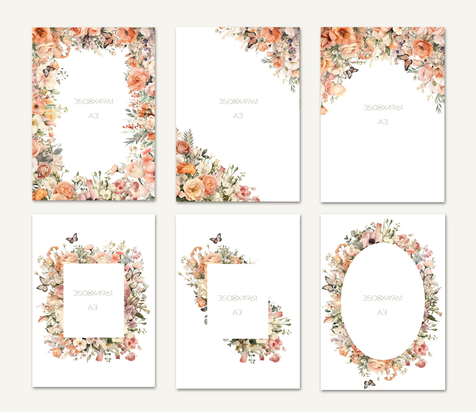 Peach Floral Frame Clipart Pink Flowers Clipart Blush Floral Printable ...