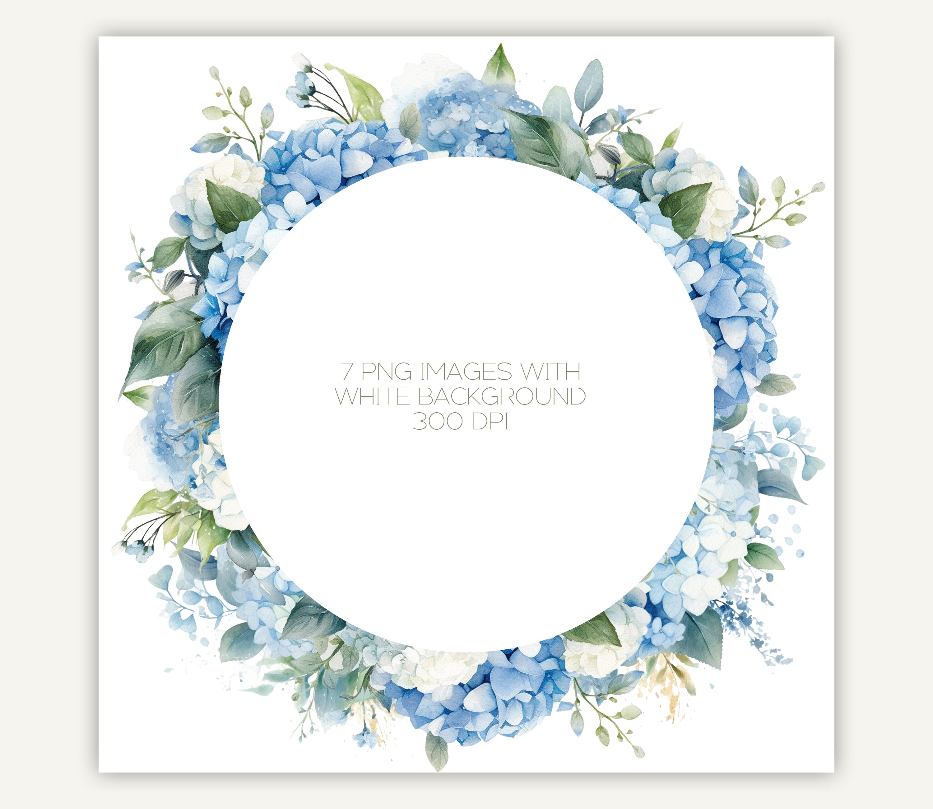 Blue Hydrangea Frame Clipart Printable Hydrangea Frame Floral - Etsy