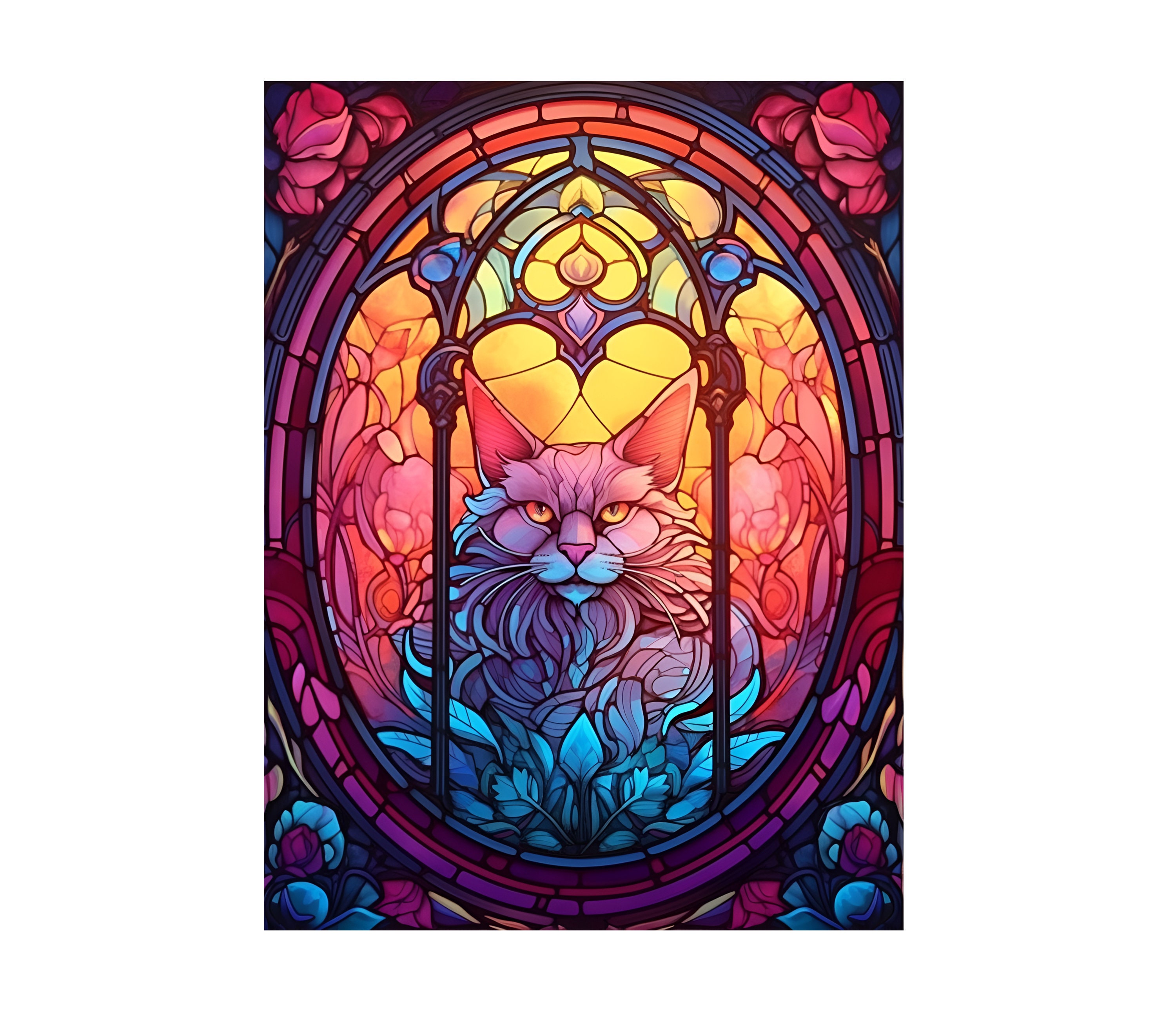 Stained Glass Cat Clipart Fantasy Clipart Mystical Clipart - Etsy