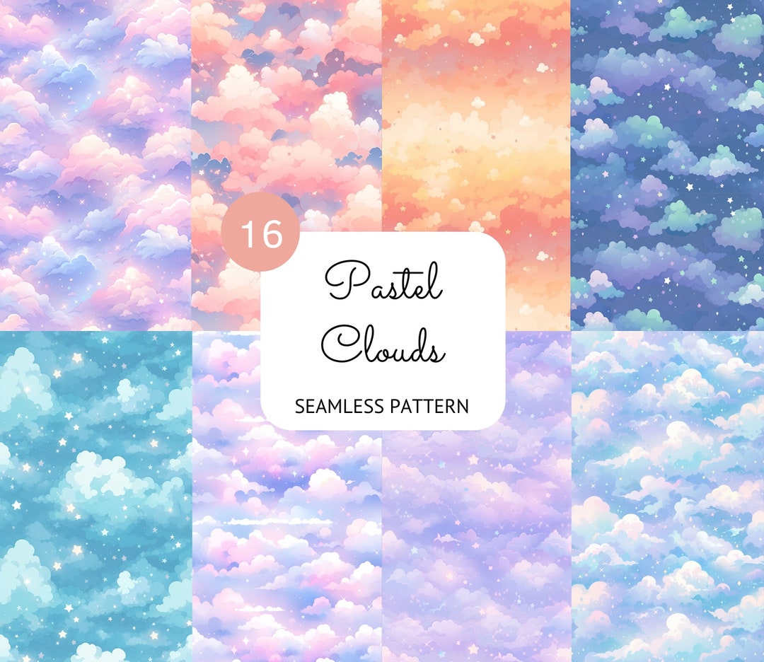 Pastel Clouds Seamless Pattern Cotton Candy Digital Paper Seamless ...