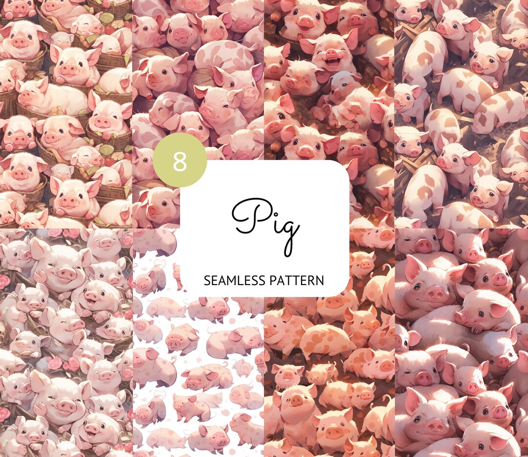 Pig Seamless Pattern Swine Digital Paper Hog Scrapbooking Piglet Card ...