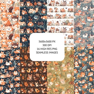 Woodland Animals Seamless Pattern Mystical Creatures Digital Paper ...