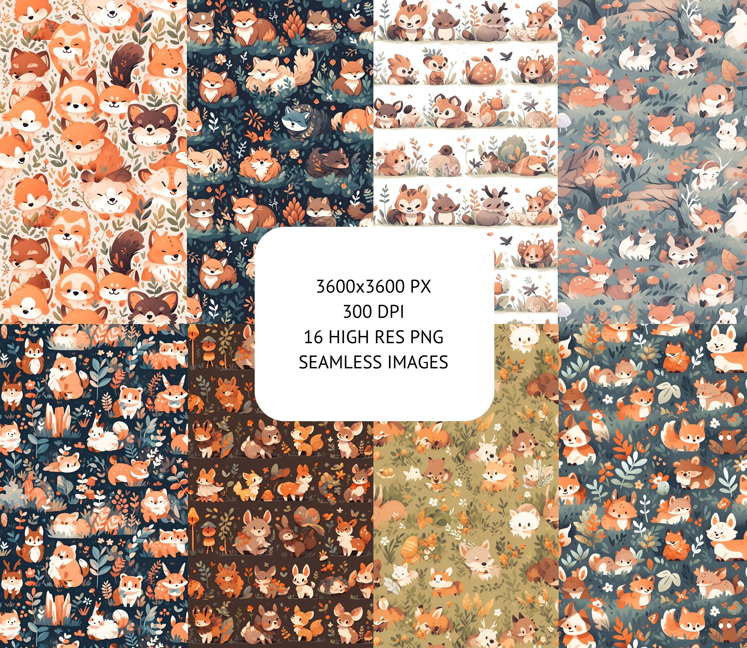 Woodland Animals Seamless Pattern Mystical Creatures Digital Paper ...