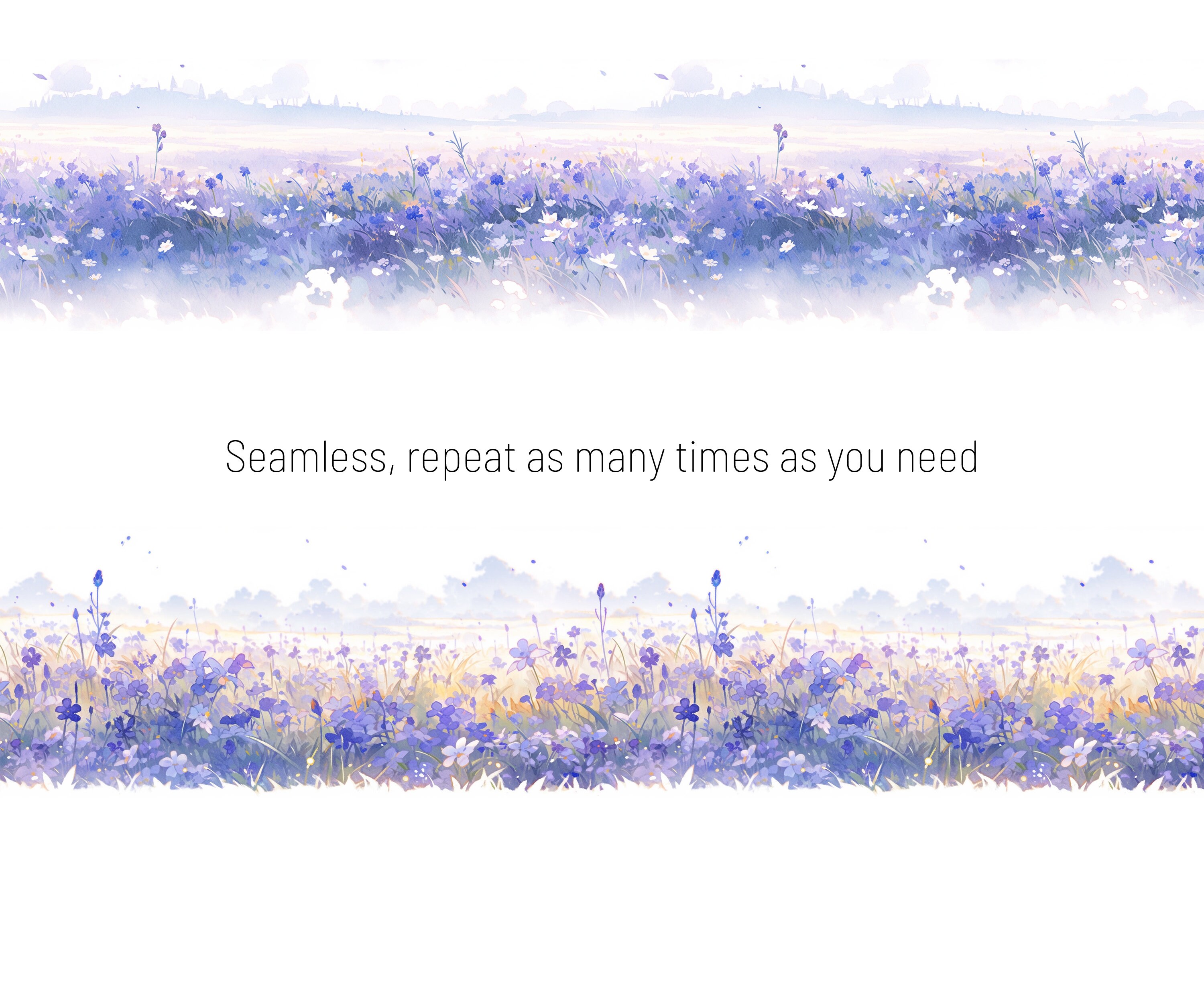 Flowerfield Borders Clipart: Floral Landscape PNG Graphics (digital ...