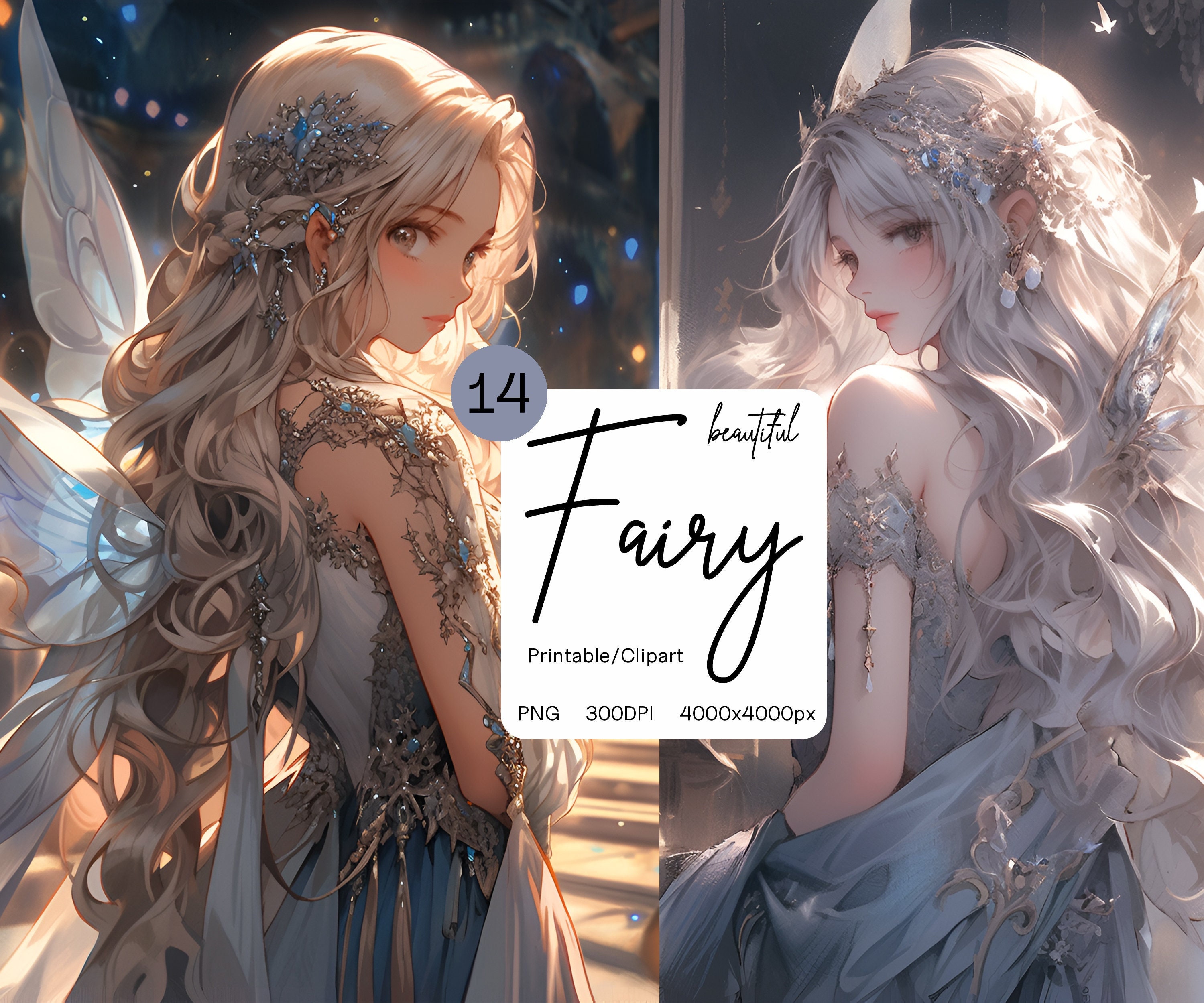 Beautiful Fairy Printable Clipart Fae Art Print Fairy Digital Poster ...