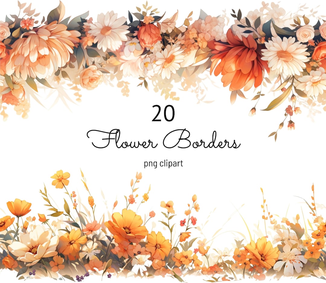 Fall Flower Border Clipart Autumn Floral Borders Clip Art Watercolor ...