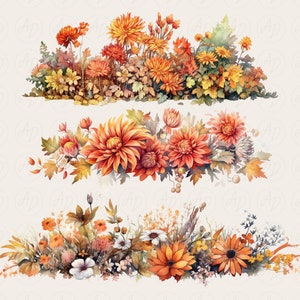 Fall Flower Border Clipart Watercolor Floral Borders Clip Art ...