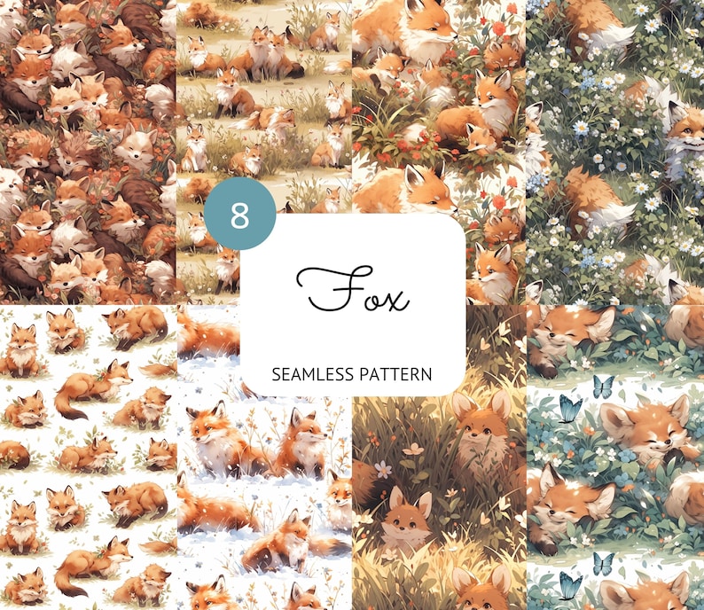 Fox Seamless Pattern Red Fox Digital Paper Scrapbooking Card Making ...