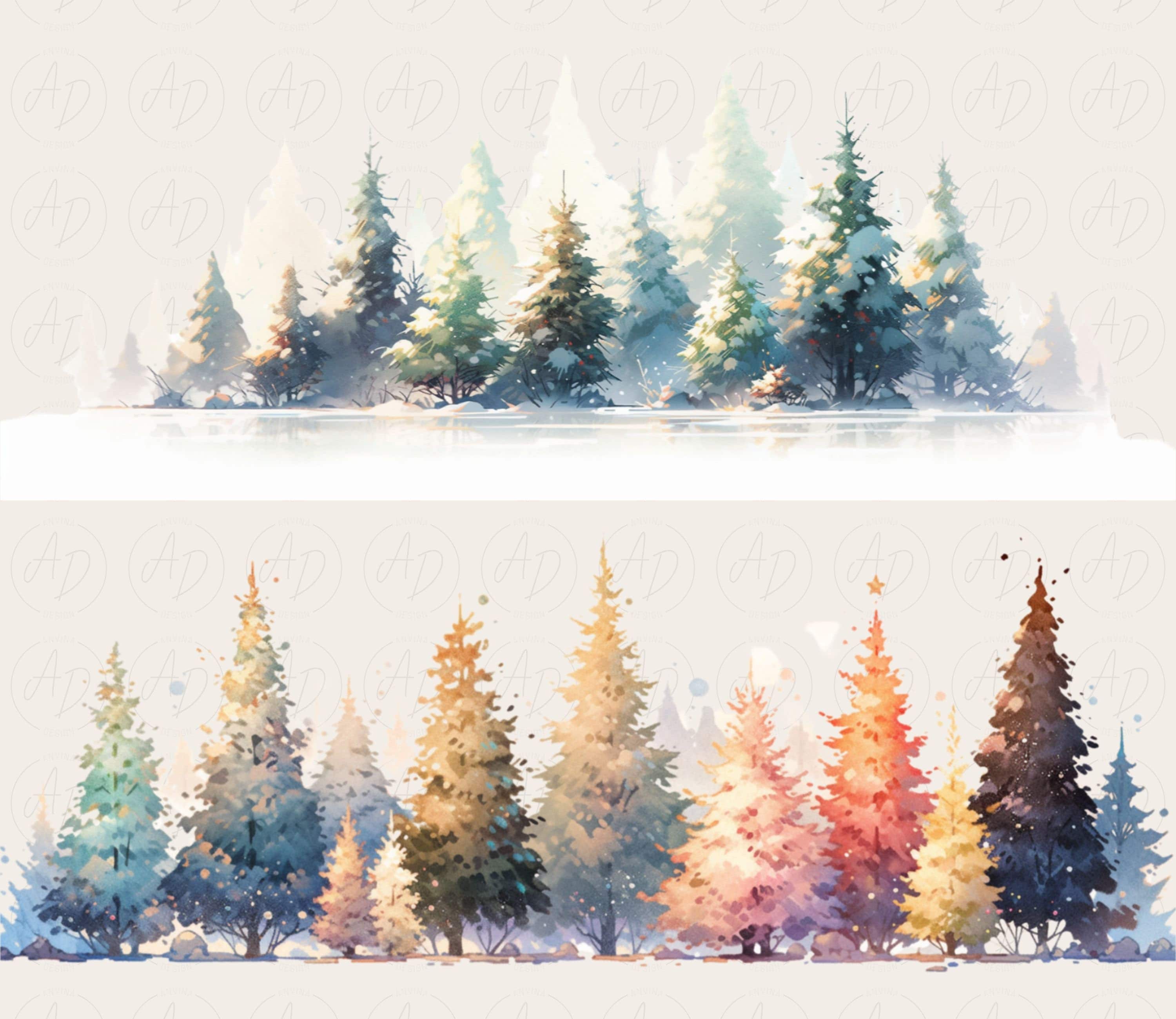 Christmas Tree Borders Watercolor PNG Clipart Christmas Background Xmas ...