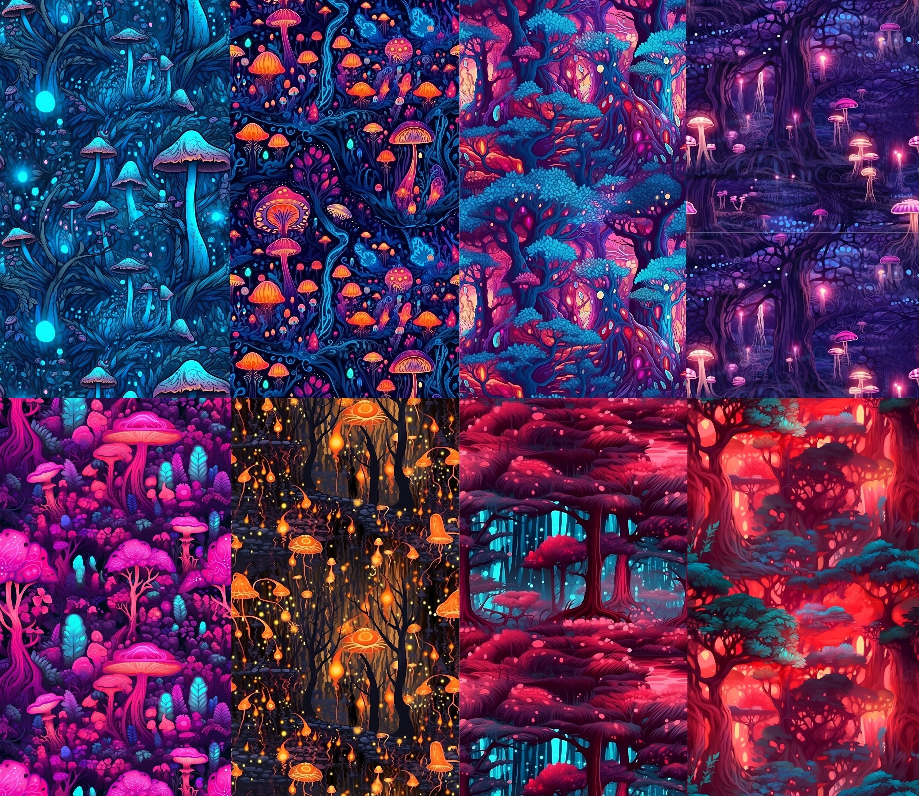 Enchanted Mushroom Forest Seamless Pattern: Mystical Digital Paper (PNG ...