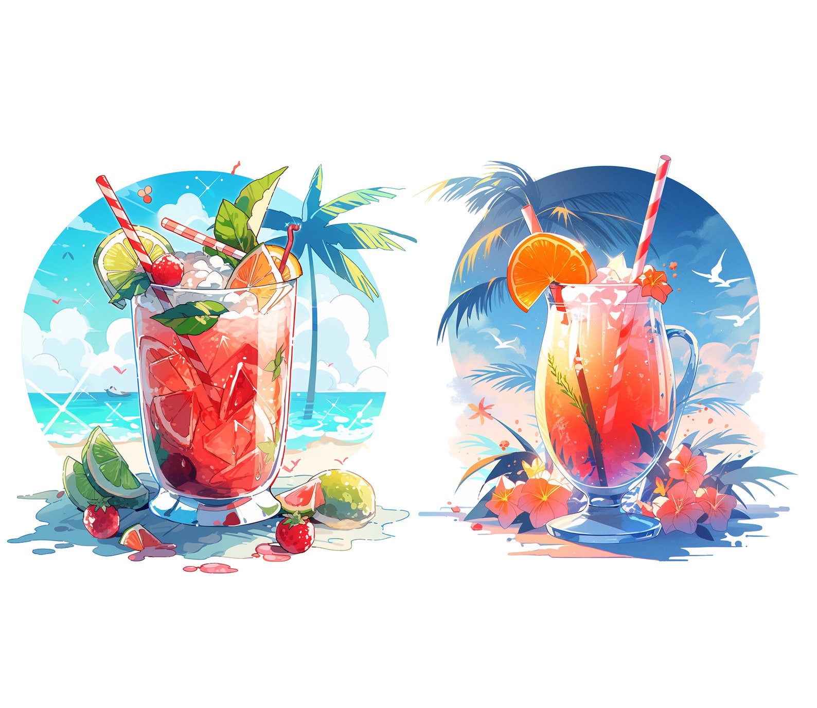 Summer Food and Drink Clipart Anime Food Cocktail Dessert Fruit ...