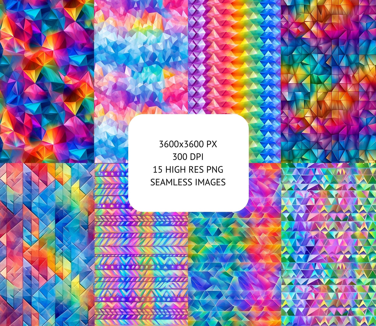 Holographic Digital Paper Rainbow Seamless Pattern Geometric Pattern ...