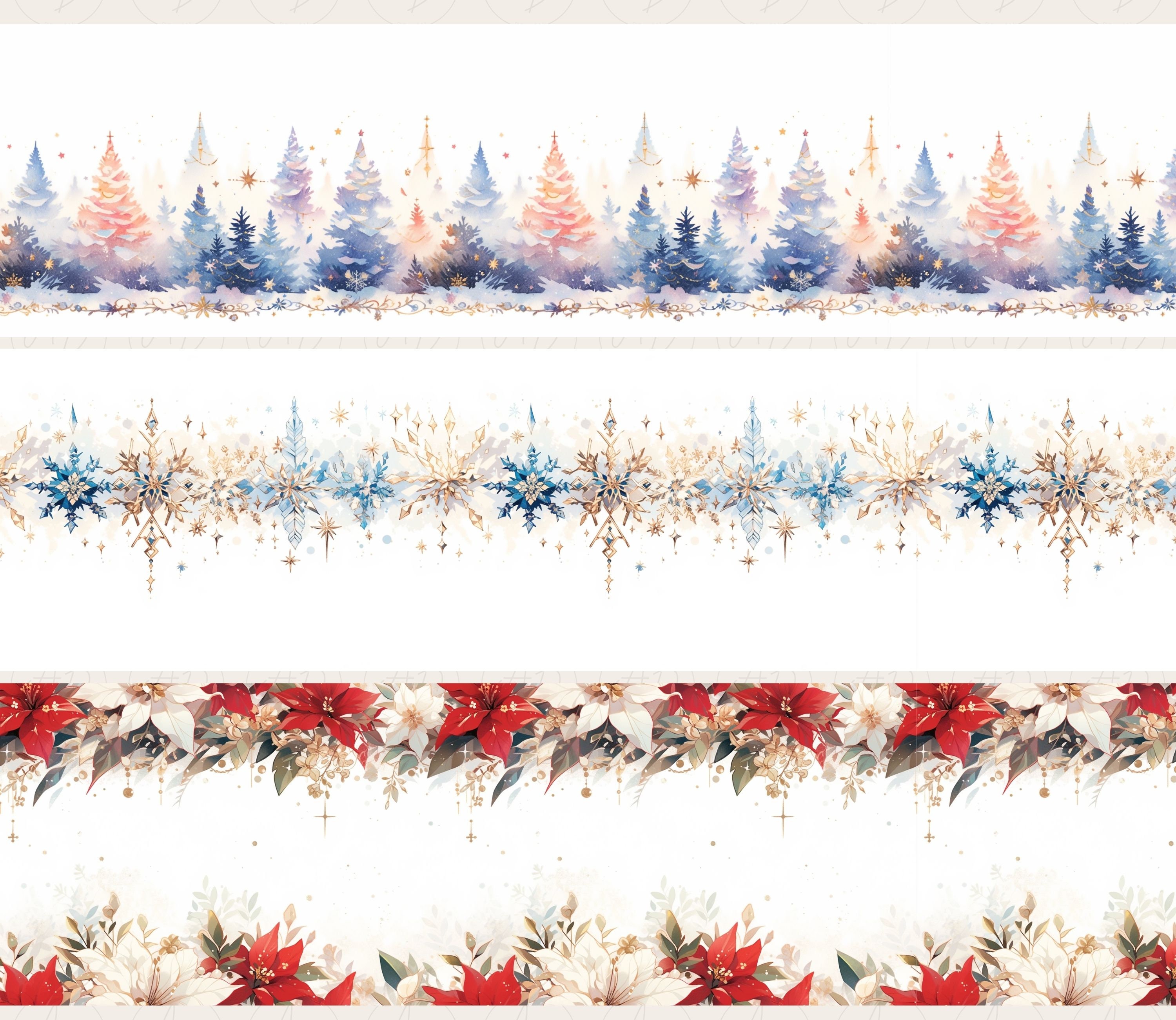 Christmas Graphics Bundle: Xmas Borders, Reindeer, Florals (digital ...