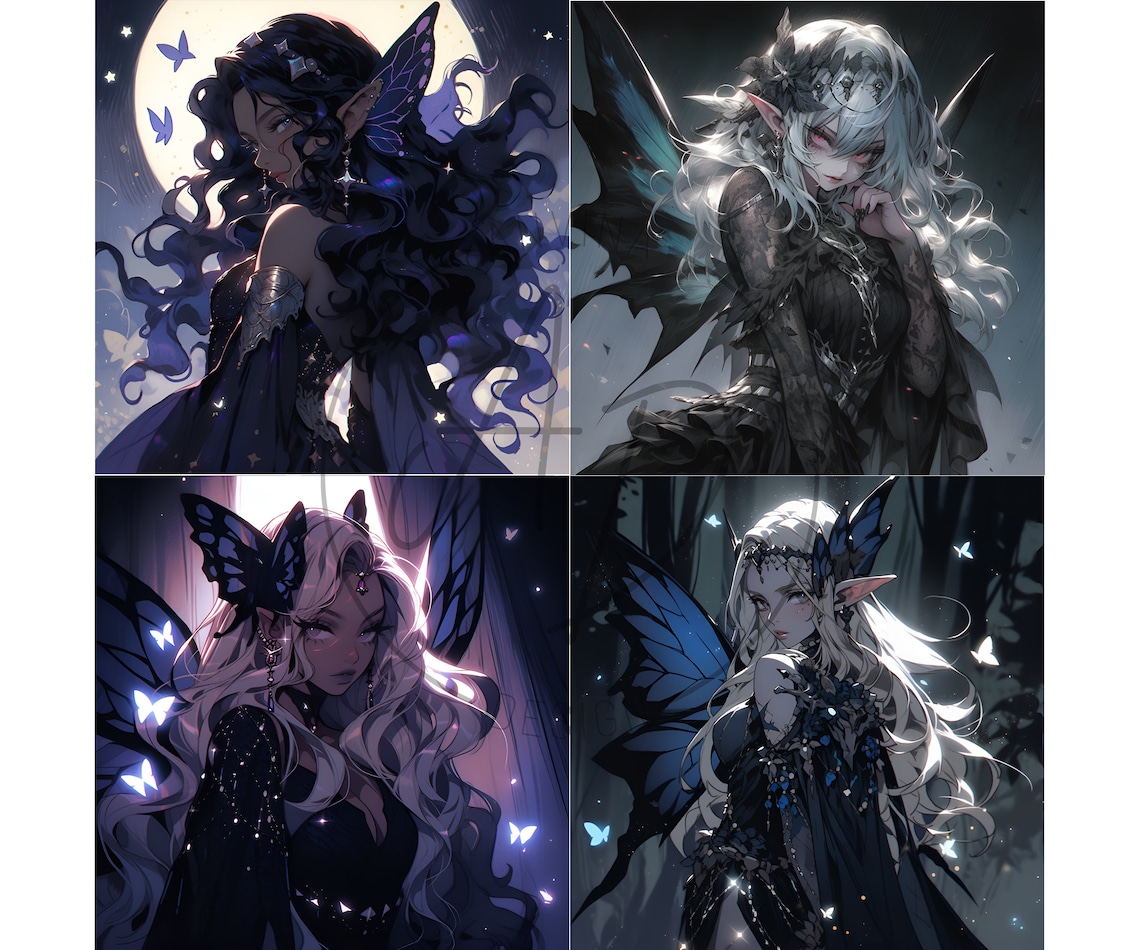 Dark Fairy Printable Graphics Anime Fairies Clipart Fae Art Print Fairy ...