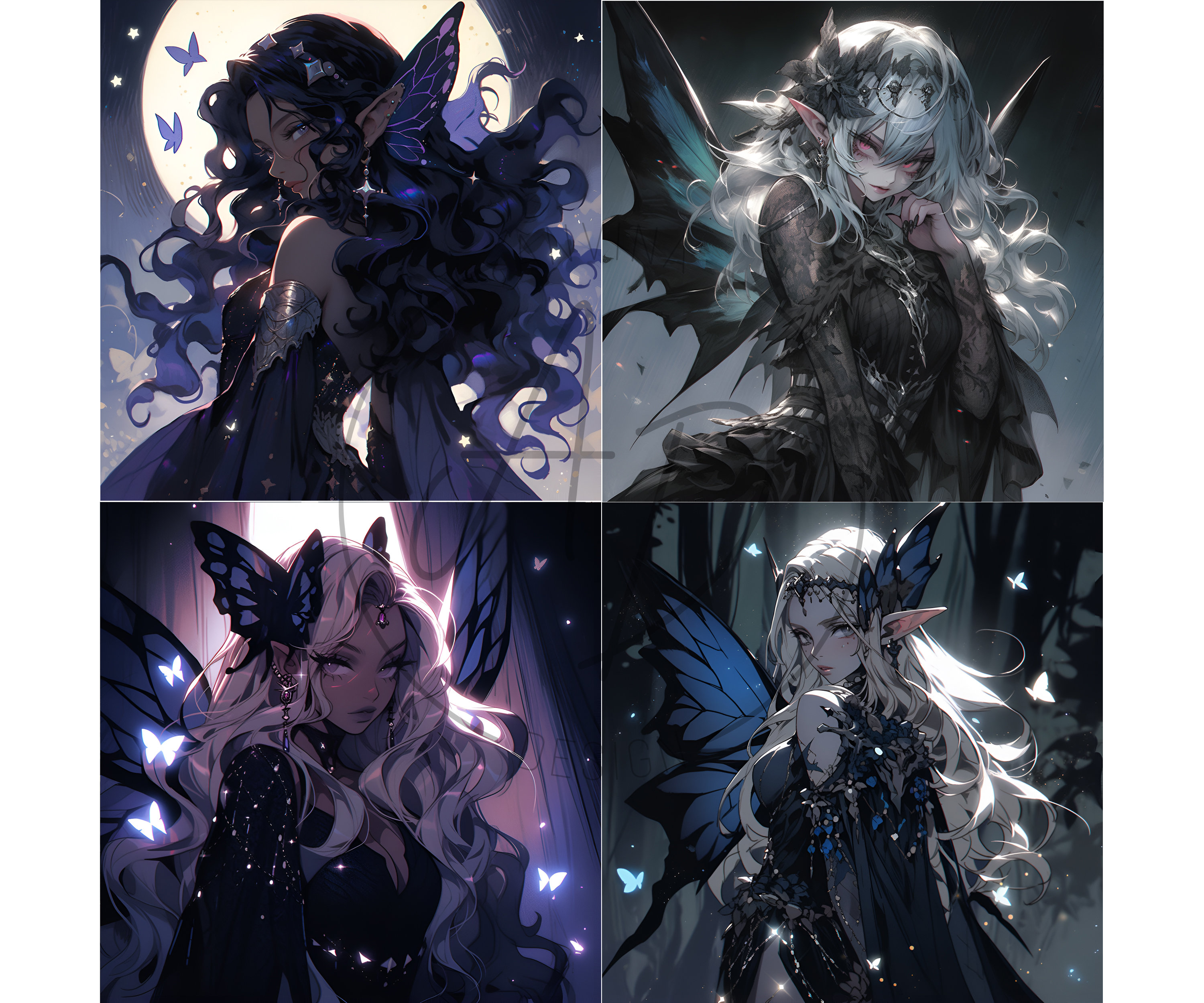 Dark Fairy Printable Graphics Anime Fairies Clipart Fae Art Print Fairy ...