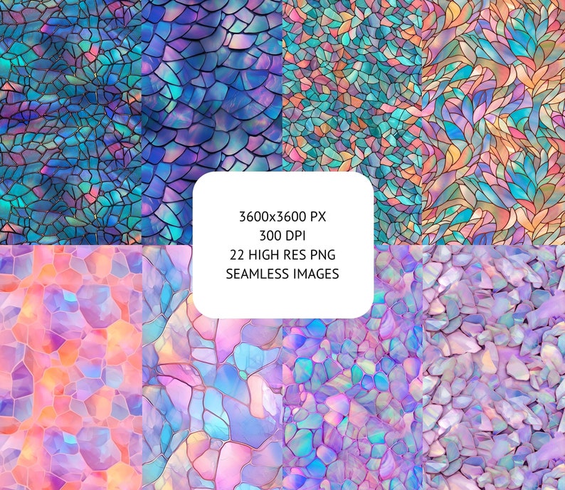 Opal Seamless Pattern Terrazzo Pattern Mosaic Digital Paper Iridescent ...