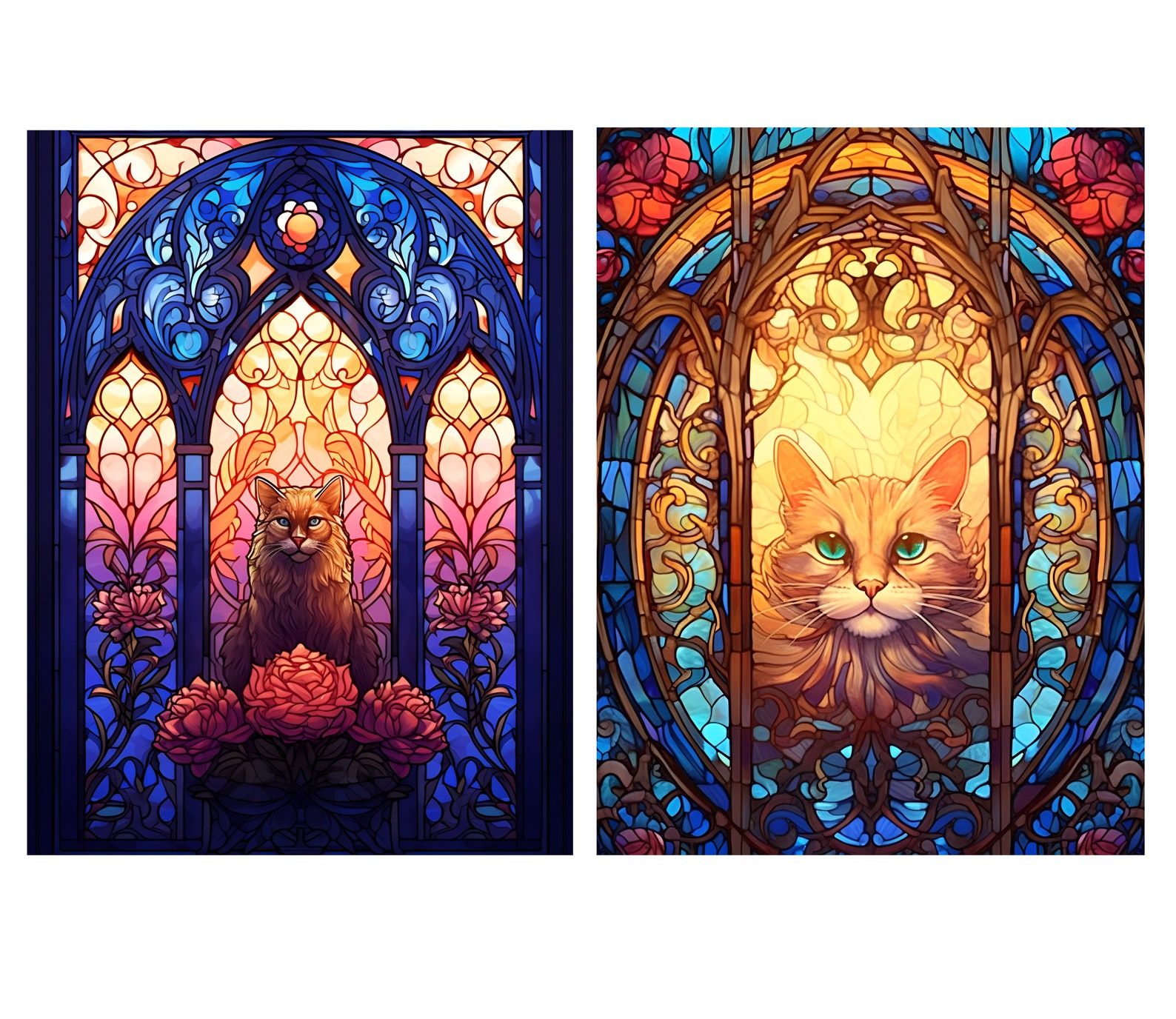 Stained Glass Cat Clipart Fantasy Clipart Mystical Clipart - Etsy
