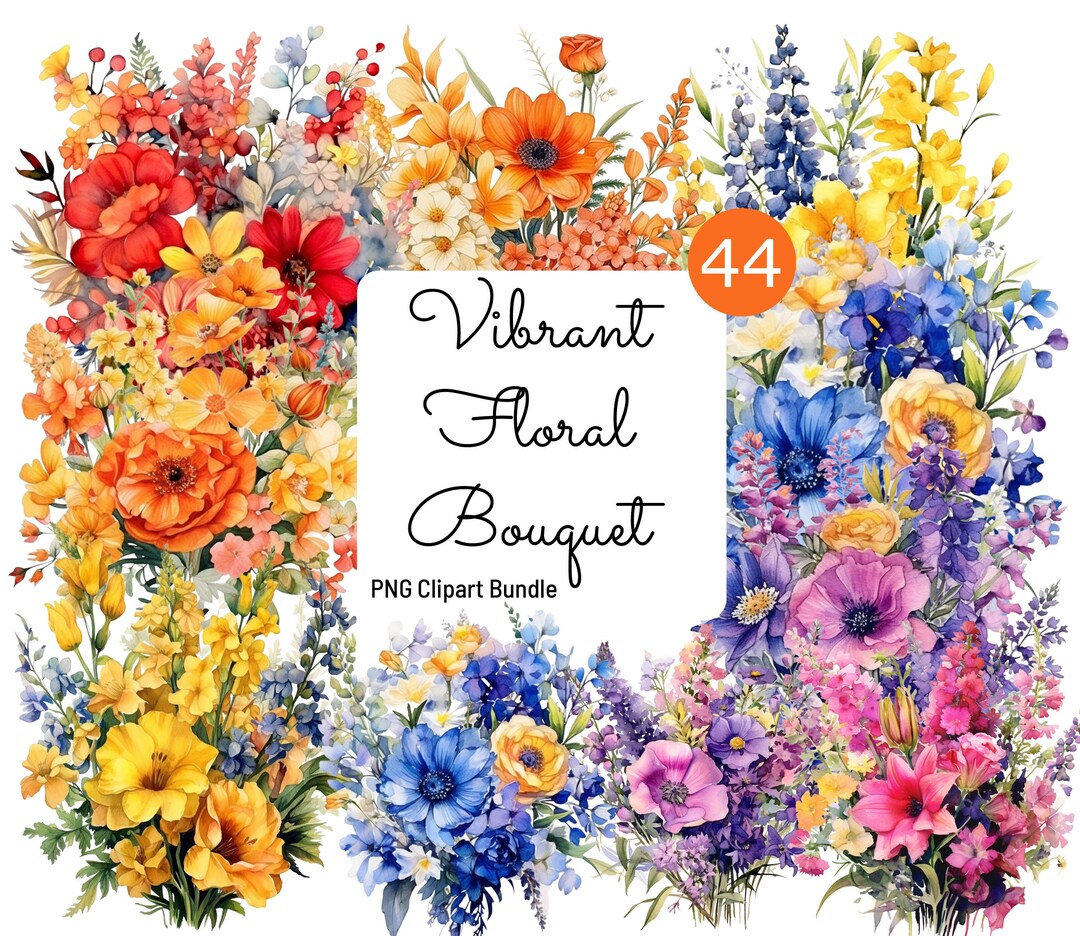Watercolor Floral Clipart Bundle: Summer Flower PNG (commercial Use) - Etsy