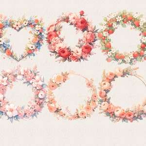 Floral Wreath Clipart Watercolor Flower Wreaths Clip Art Spring Floral ...
