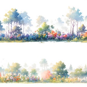 12 Flower Forest Borders Clipart Floral Trees Border Clip Art Meadow ...