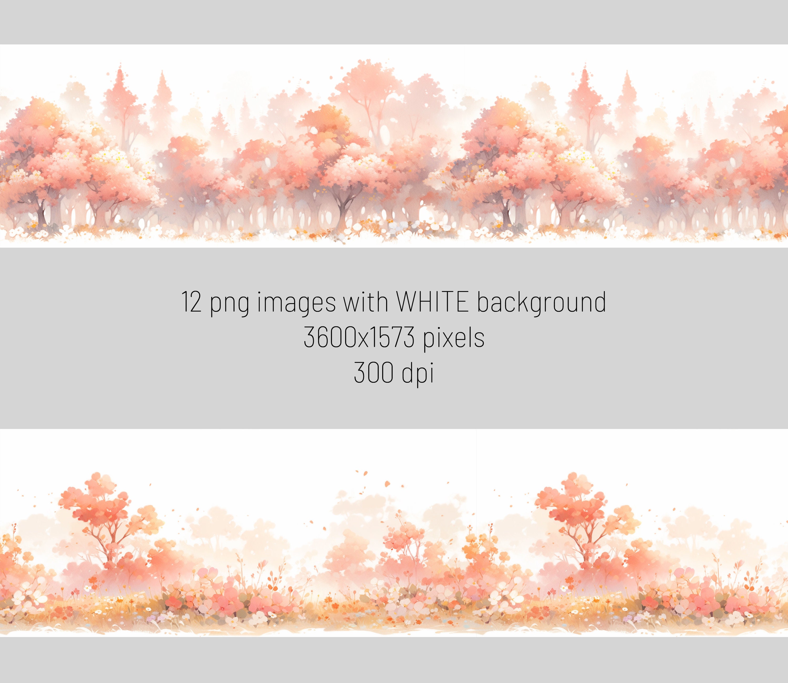 12 Flower Forest Borders Clipart Floral Trees Border Clip Art Meadow ...