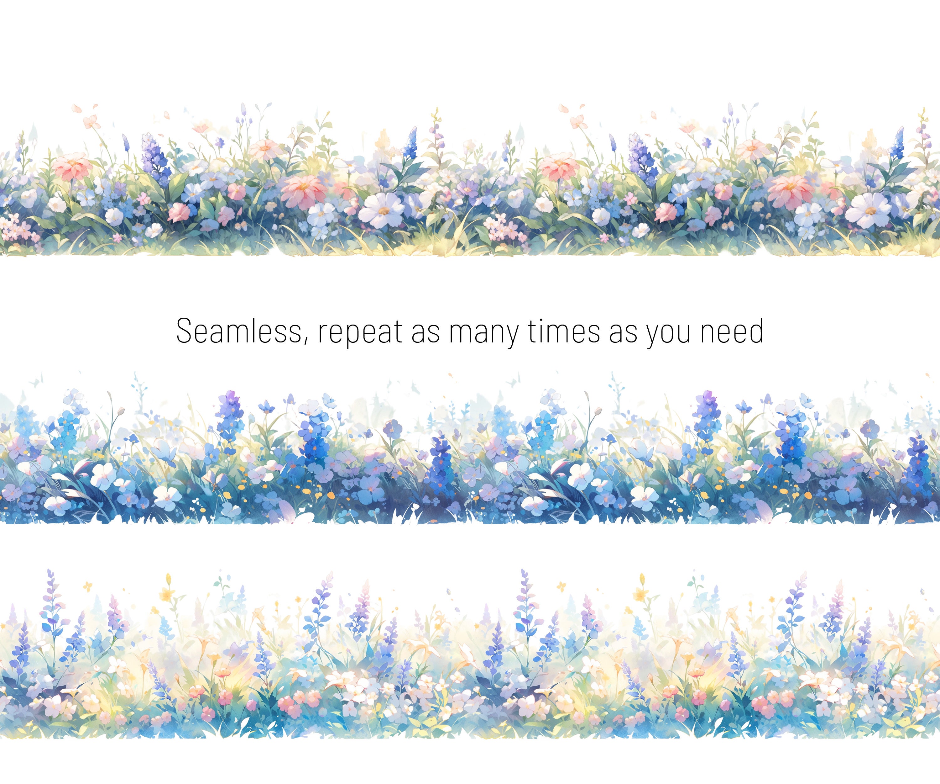 10 Flower Borders Clipart Wildflower Field Meadow Border Clip - Etsy ...