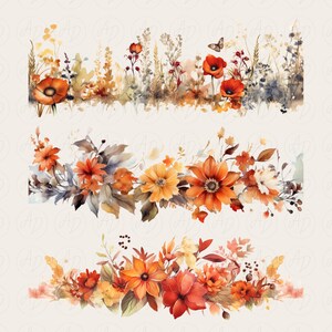 Fall Flower Border Clipart Watercolor Floral Borders Clip Art ...