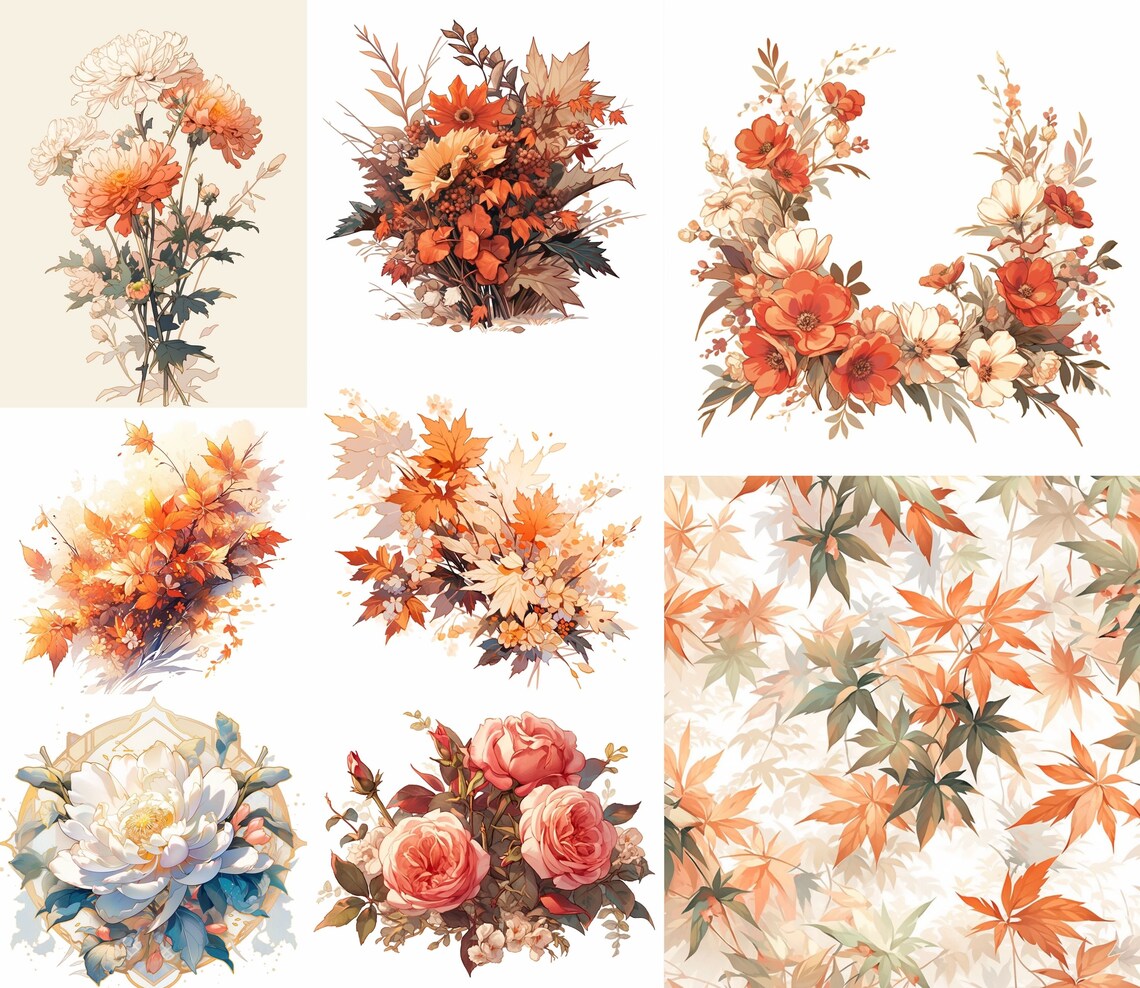 Floral Mix Clipart Watercolor Flower Border Wreath Clip Art - Etsy