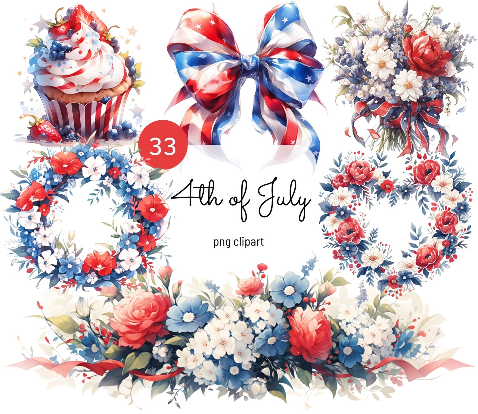 4th of July Clipart USA Independence Day Clip Art American - Etsy UK