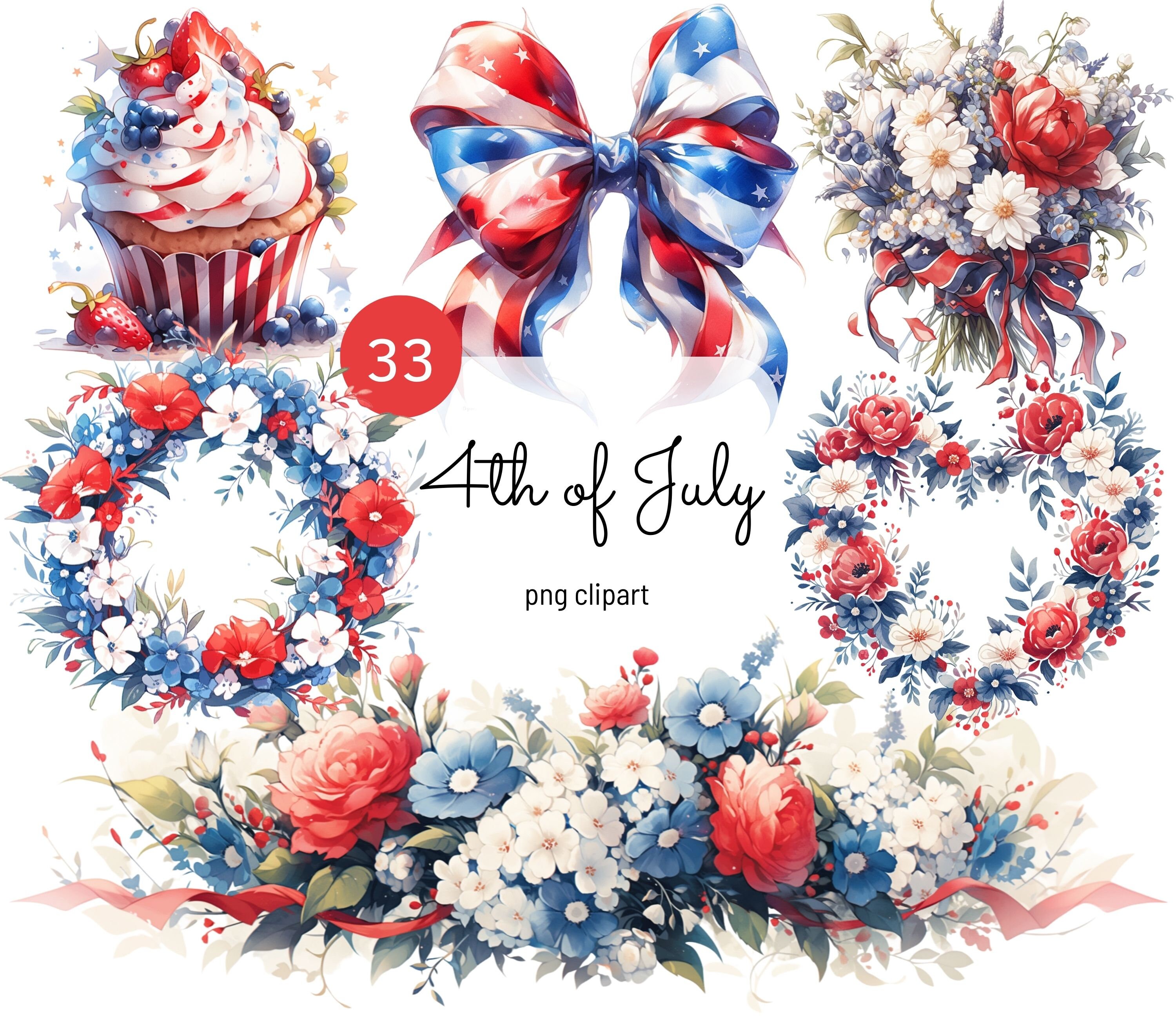 4th of July Clipart USA Independence Day Clip Art American Holiday PNG ...