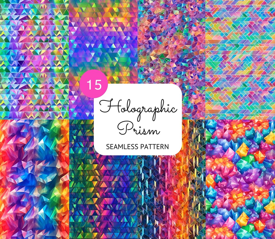 Holographic Digital Paper Rainbow Seamless Pattern Geometric Pattern ...