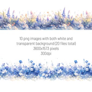 10 Flower Borders Clipart Wildflower Field Meadow Border Clip Art Blue ...